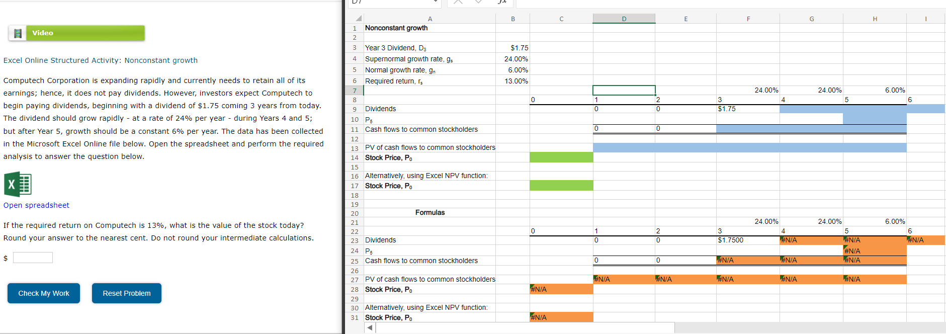 Solved Excel Online Structured Activity: Nonconstant | Chegg.com