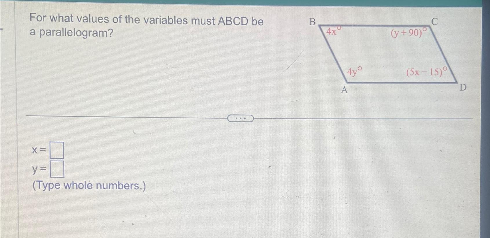 Solved For what values of the variables must ABCD be a | Chegg.com