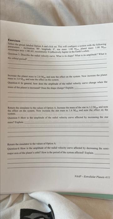 Solved Exercises Select the preset labeled Option A and | Chegg.com