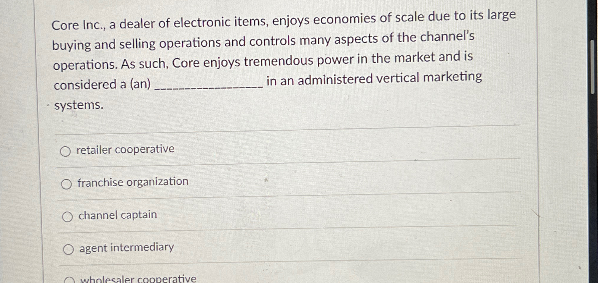 Solved Core Inc., a dealer of electronic items, enjoys | Chegg.com