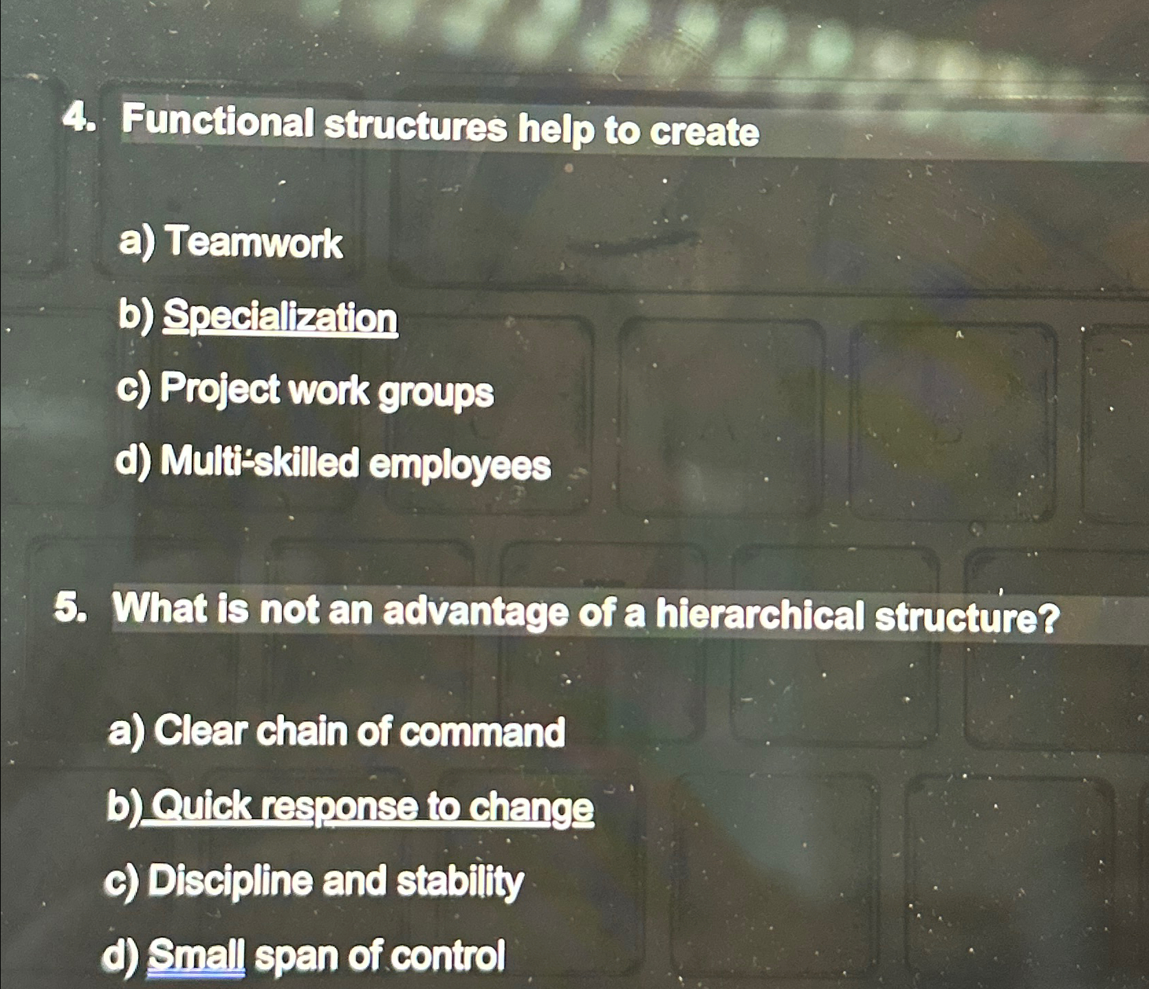 Solved Functional structures help to createa) ﻿Teamworkb) | Chegg.com