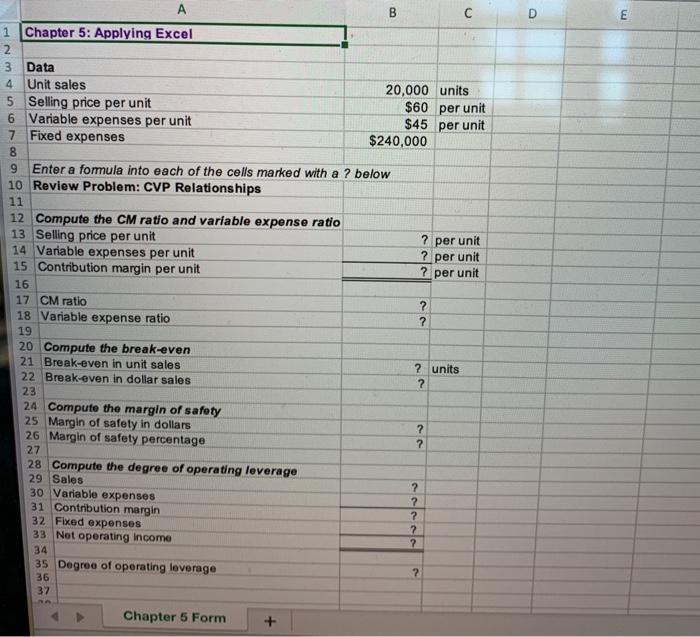 Solved Chapter 5: Applying Excel: Excel Worksheet (Part 1 of | Chegg.com Solved Chapter 5: Applying Excel: Excel Worksheet (Part 1 of | Chegg.com