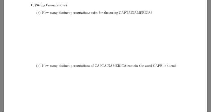 Solved 1. (String Permutations) (a) How many distinct | Chegg.com
