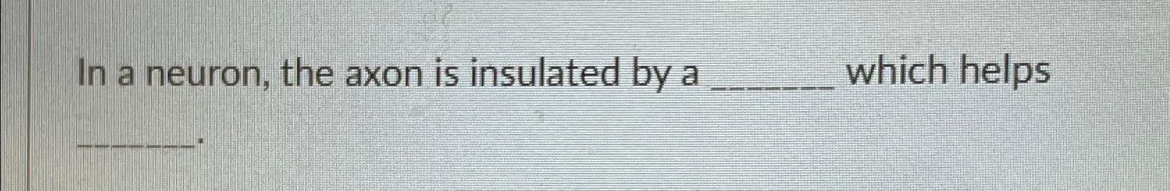 Solved In a neuron, the axon is insulated by a which helps | Chegg.com