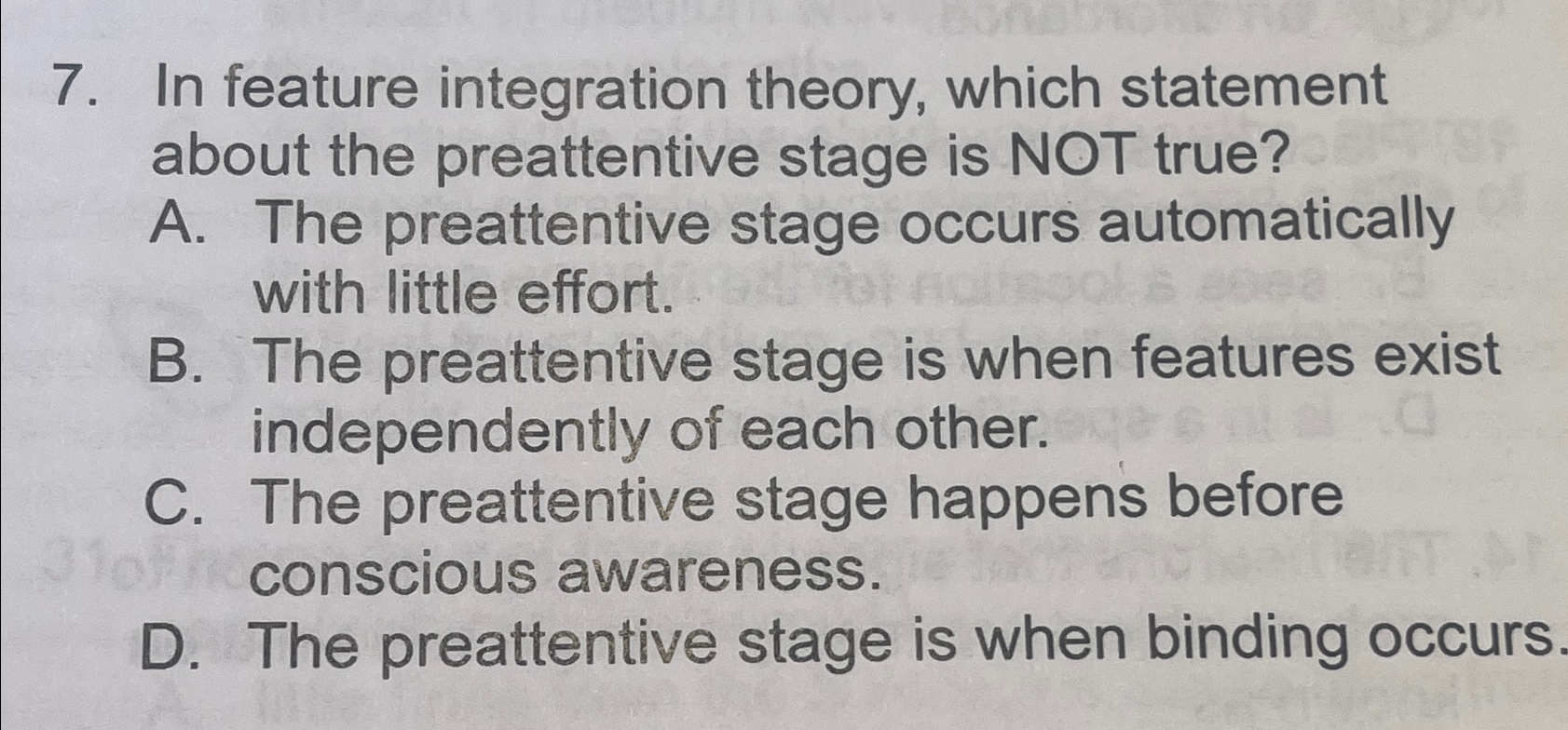 Solved In feature integration theory, which statement about | Chegg.com