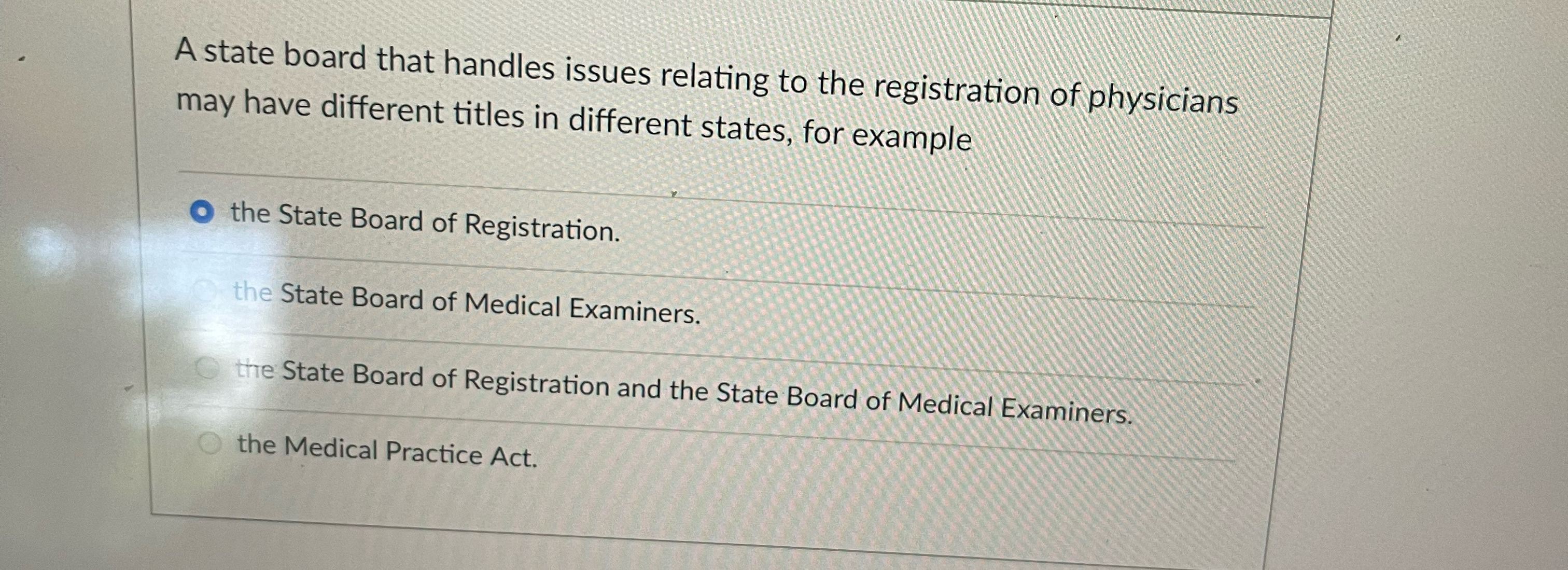 Solved A state board that handles issues relating to the | Chegg.com