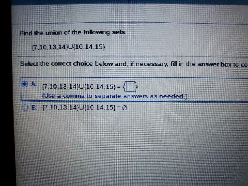 Solved Find the union of the following sets. | Chegg.com