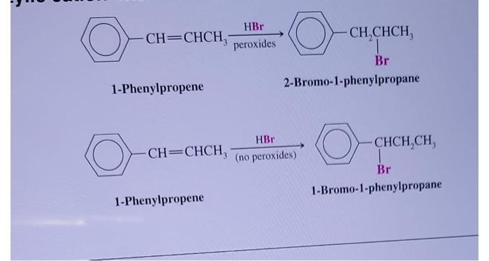 Solved 1-Phenylpropene 2-Bromo-1-phenylpropane | Chegg.com