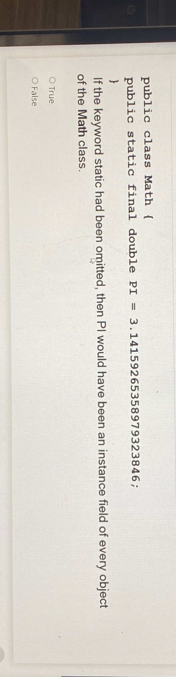 Solved public class Math {public static final double PI | Chegg.com Solved public class Math {public static final double PI | Chegg.com