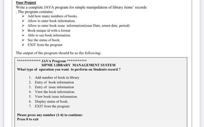 Solved Your Project Write A Complete Java Program For Simple 