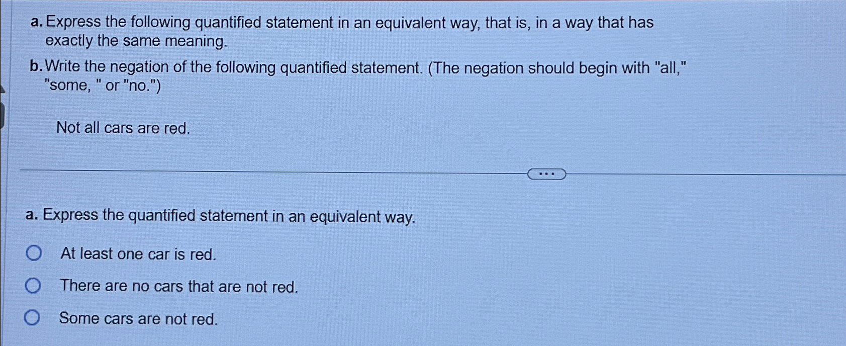 Solved a. ﻿Express the following quantified statement in an | Chegg.com