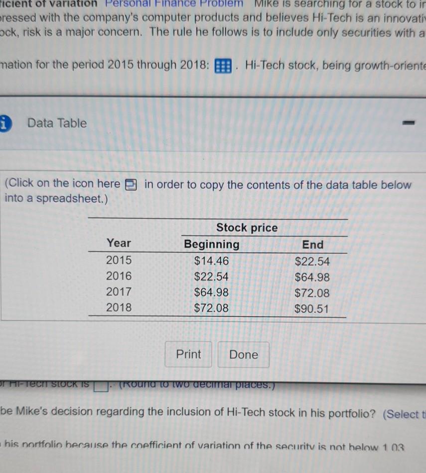 Solved Rate of return, standard deviation, coefficient of | Chegg.com