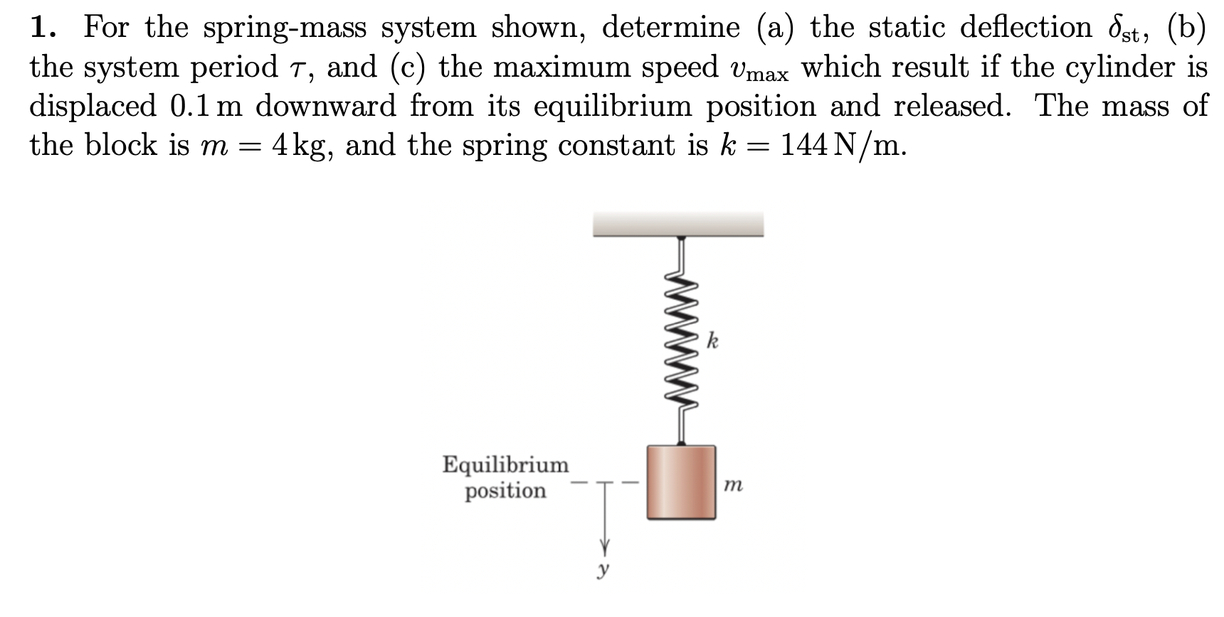 Solved For the spring-mass system shown, determine (a) ﻿the | Chegg.com