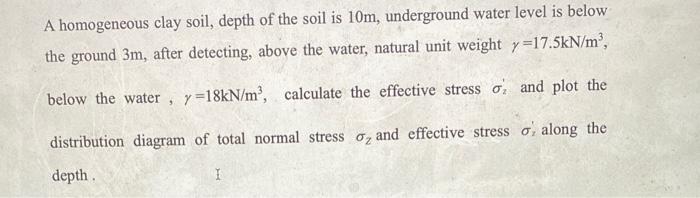 Solved A homogeneous clay soil, depth of the soil is 10m, | Chegg.com