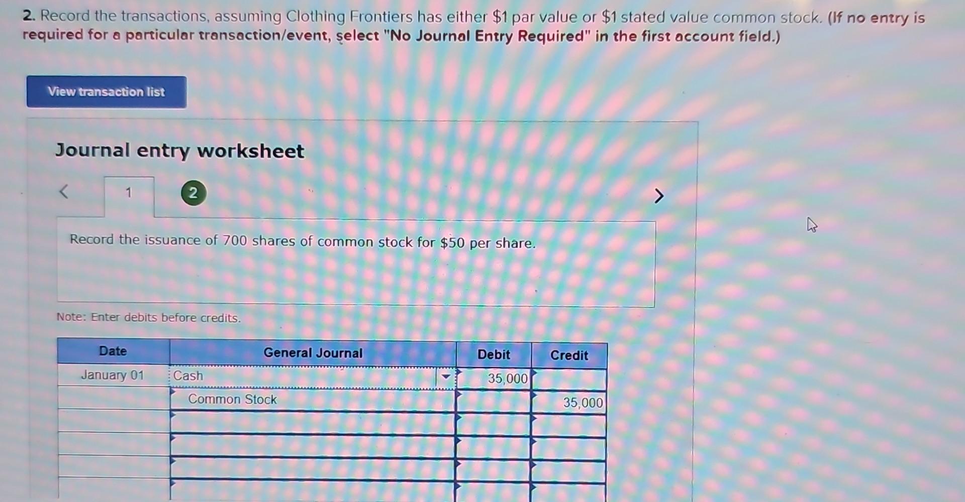 Solved 2. Record the transactions, assuming Clothing | Chegg.com