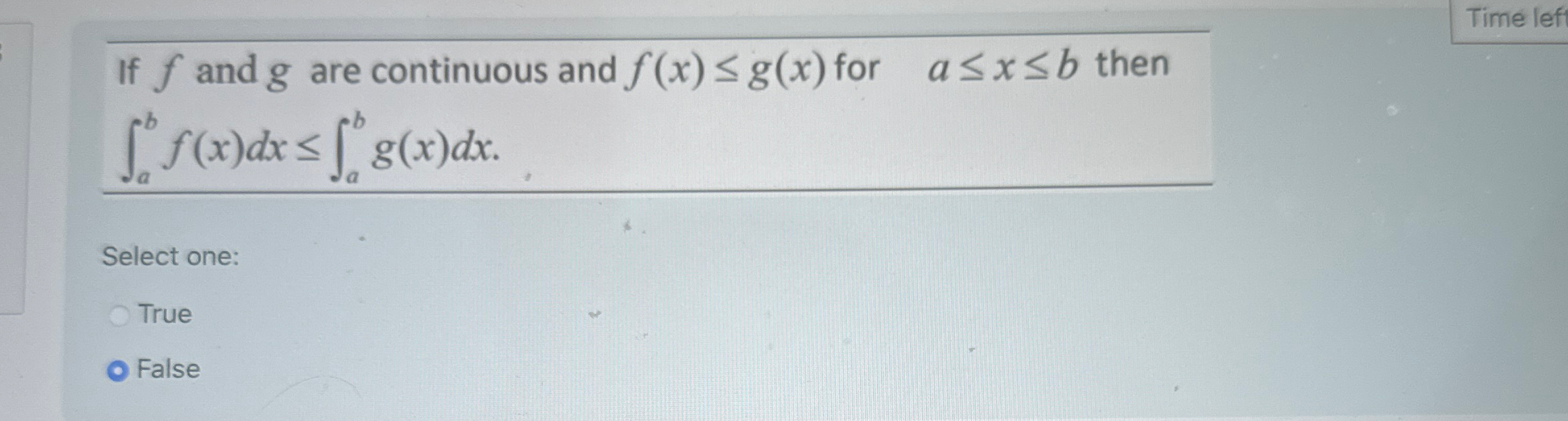 Solved If f ﻿and g ﻿are continuous and f(x)≤g(x) ﻿for a≤x≤b | Chegg.com