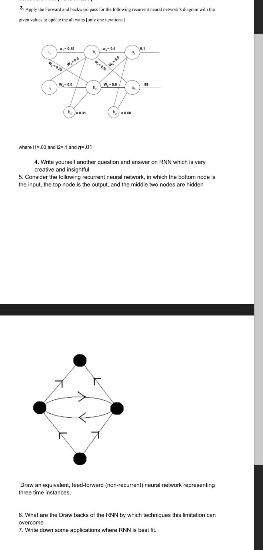 Solved 3. Apply the Forward and backward pass for the | Chegg.com
