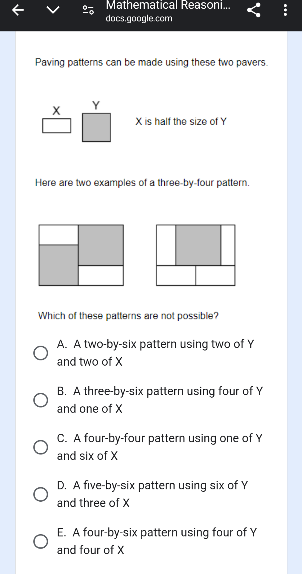 Solved --Mathematical Reasoni...docs.google.comPaving | Chegg.com