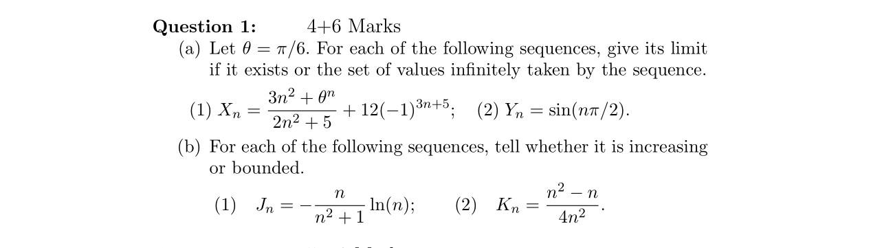 Solved Question 1: 4+6 Marks (a) Let θ=π/6. For each of the | Chegg.com