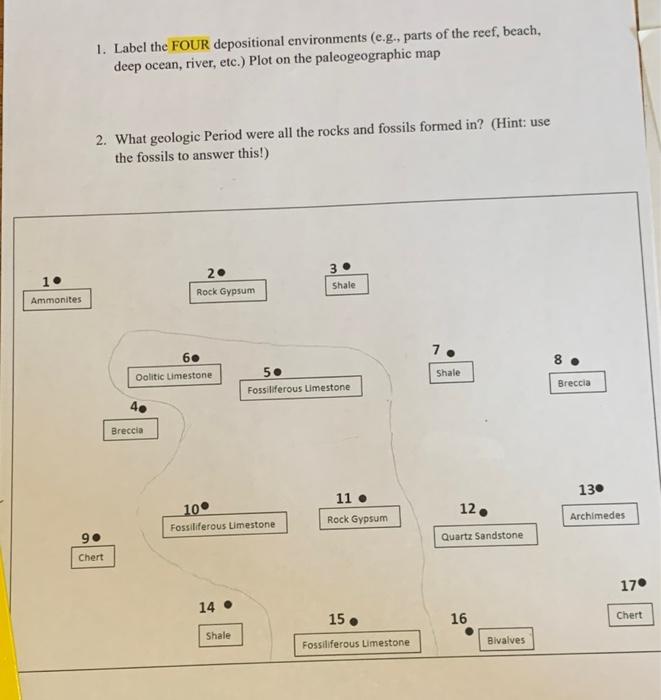 Solved 1. Label the FOUR depositional environments (e.g., | Chegg.com