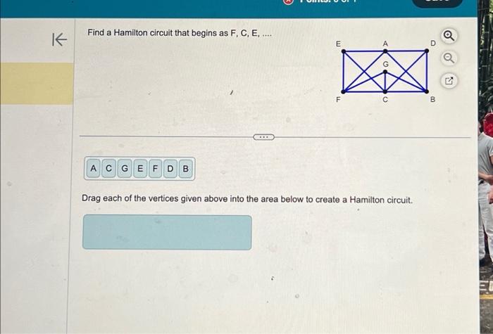 Solved Find a Hamilton circuit that begins as F, C, E, .... | Chegg.com