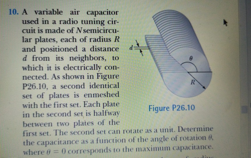 Solved 0 10. A variable air capacitor used in a radio tuning | Chegg.com