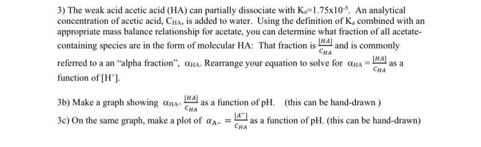 Solved 3) The weak acid acetic acid (HA) can partially | Chegg.com