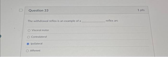 Solved The withdrawal reflex is an example of a reflex arc | Chegg.com