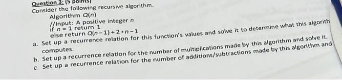 Solved Question 3: (5 points) Consider the following | Chegg.com