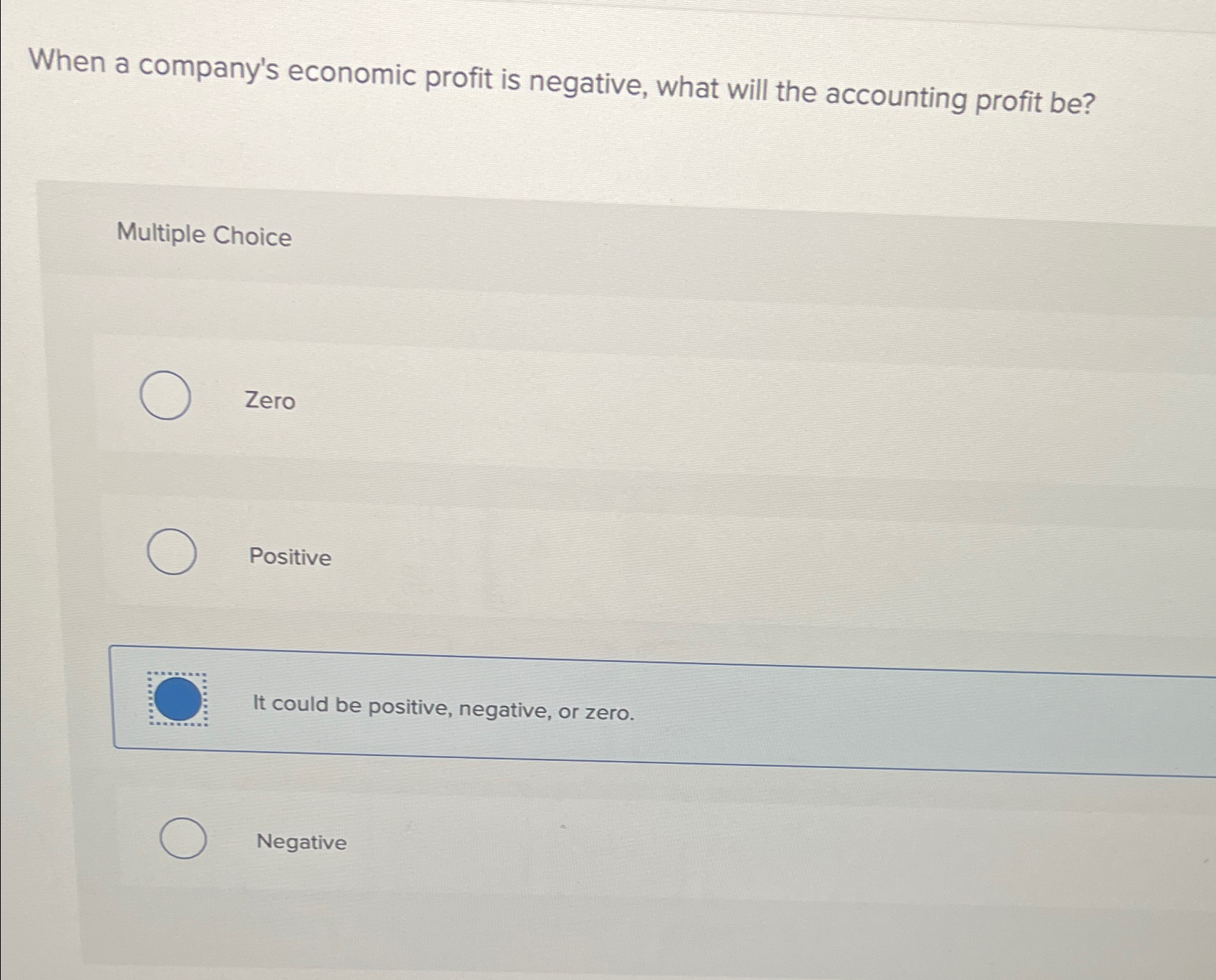 Solved When a company's economic profit is negative, what | Chegg.com
