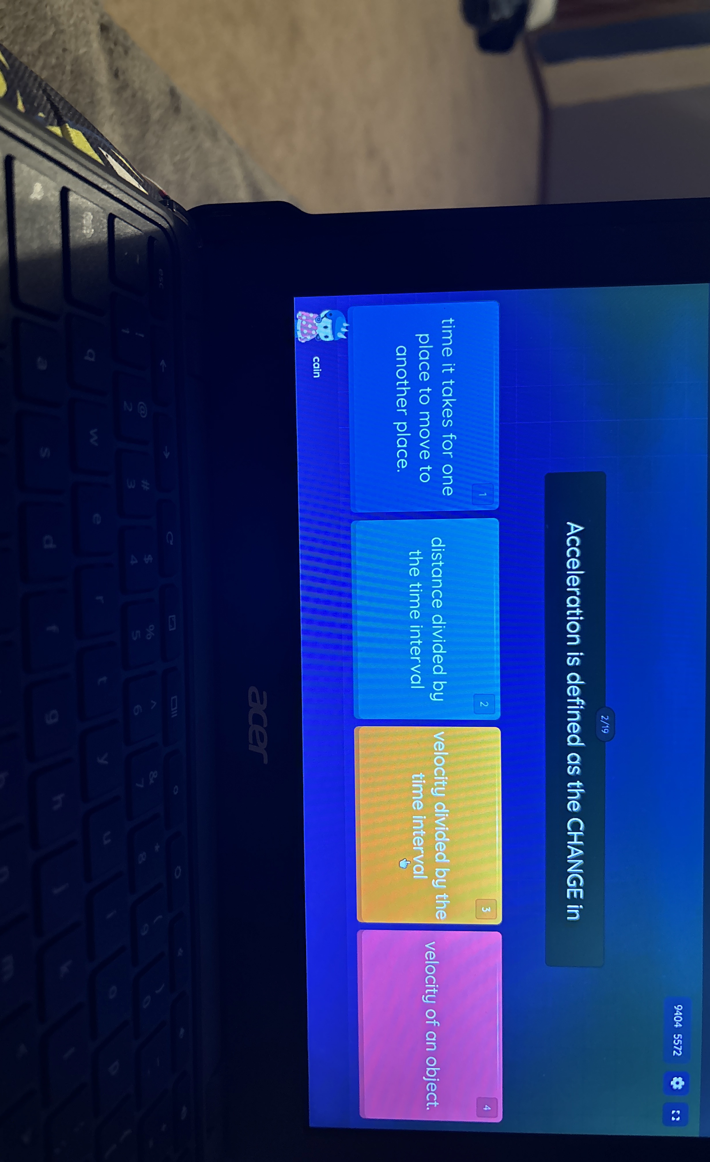 Solved 940455722/19Acceleration is defined as the CHANGE | Chegg.com