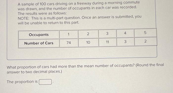 Solved A sample of 100 cars driving on a freeway during a | Chegg.com