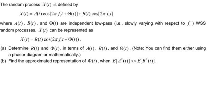 Solved The random process X(t) is defined by | Chegg.com