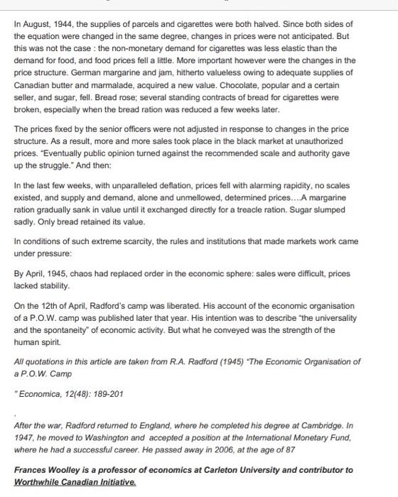 Solved Task: Read Frances Woolley: The POW economy | Chegg.com