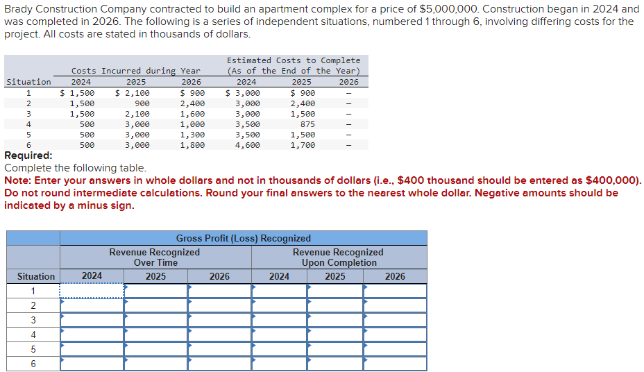 Solved Brady Construction Company contracted to build an | Chegg.com