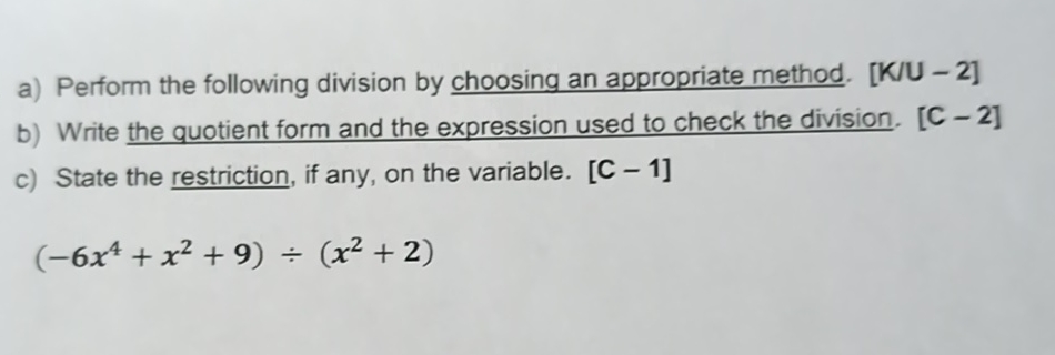 Solved a) ﻿Perform the following division by choosing an | Chegg.com
