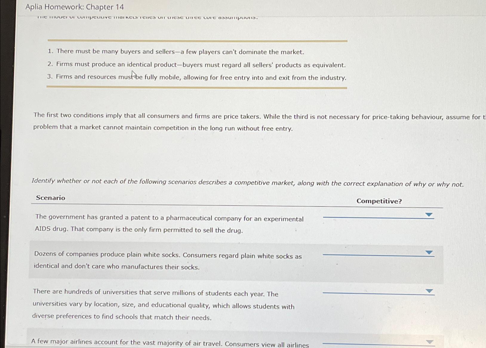Solved Aplia Homework: Chapter 14There must be many buyers | Chegg.com