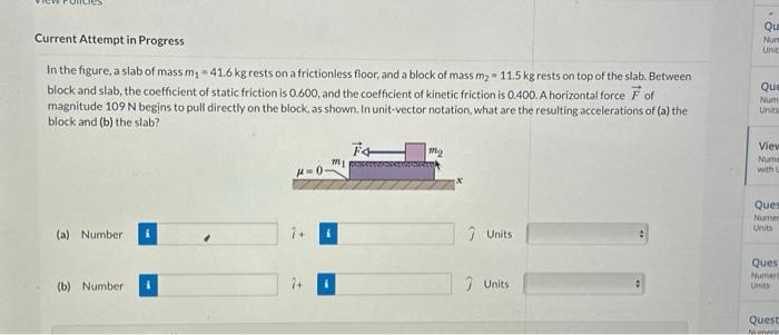 Solved In the figure, a slab of mass m1=41.6 kg rests on a | Chegg.com