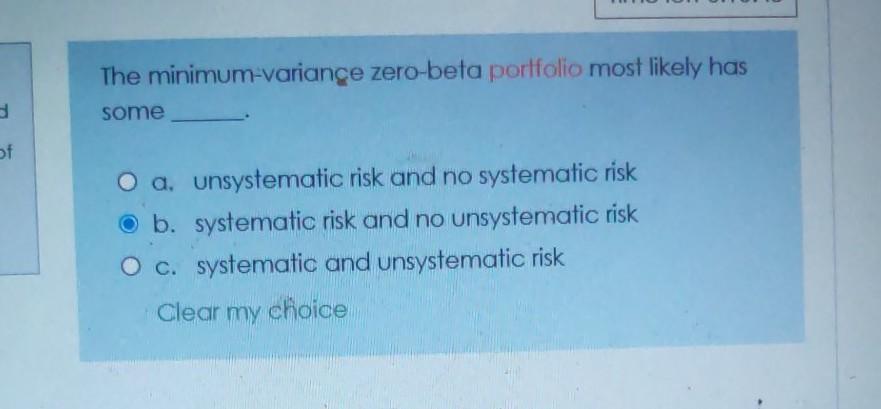 Solved The minimum-variance zero-beta portfolio most likely | Chegg.com