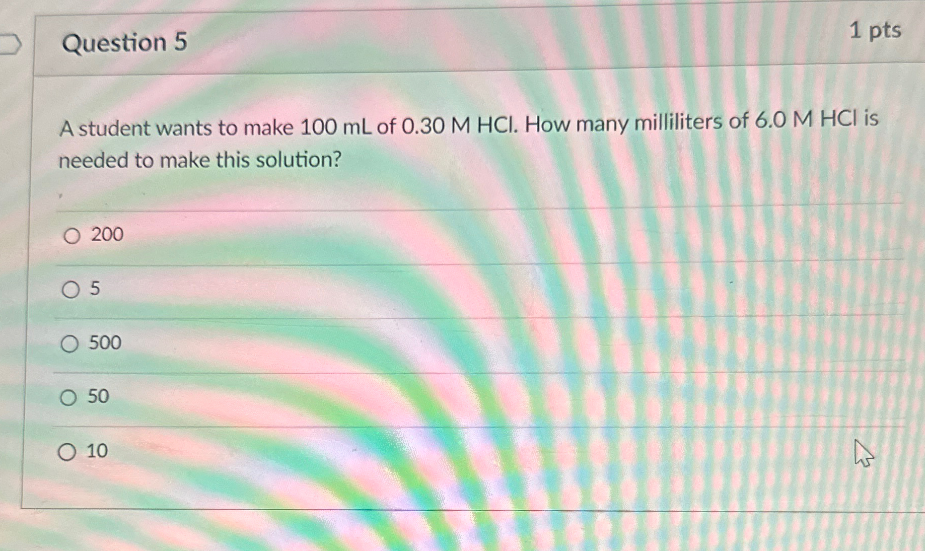 Solved Question 51 ﻿ptsA student wants to make 100mL ﻿of | Chegg.com