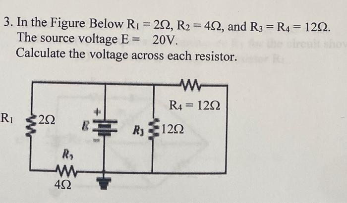 Solved 3. In the Figure Below R1=2Ω,R2=4Ω, and R3=R4=12Ω. | Chegg.com