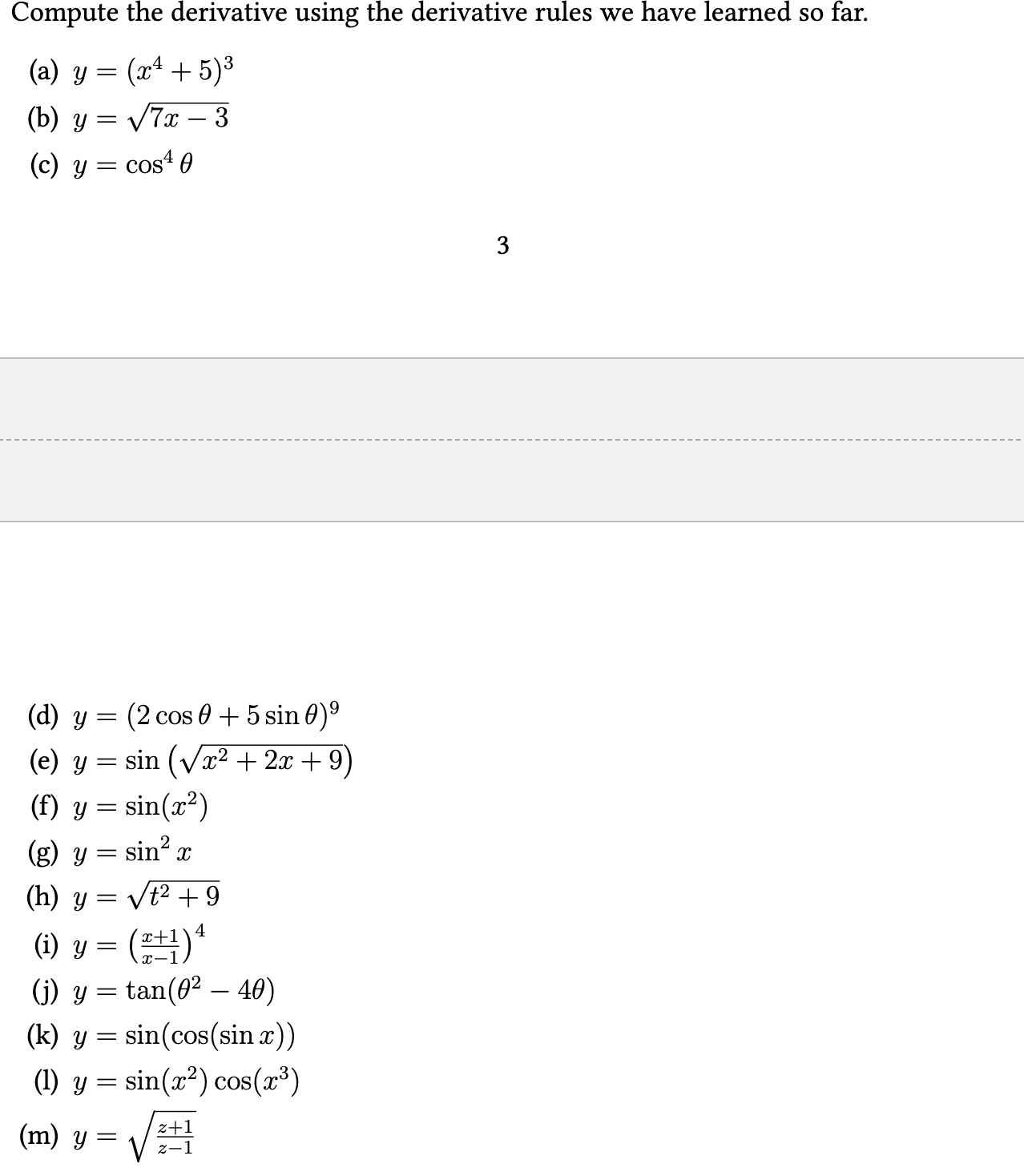 Solved Compute the derivative using the derivative rules we | Chegg.com