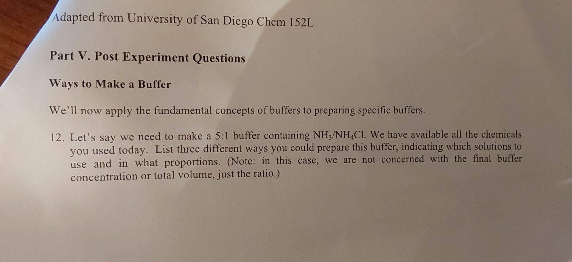 Solved 12. Let's say we need to make a 5:1 buffer containing | Chegg.com