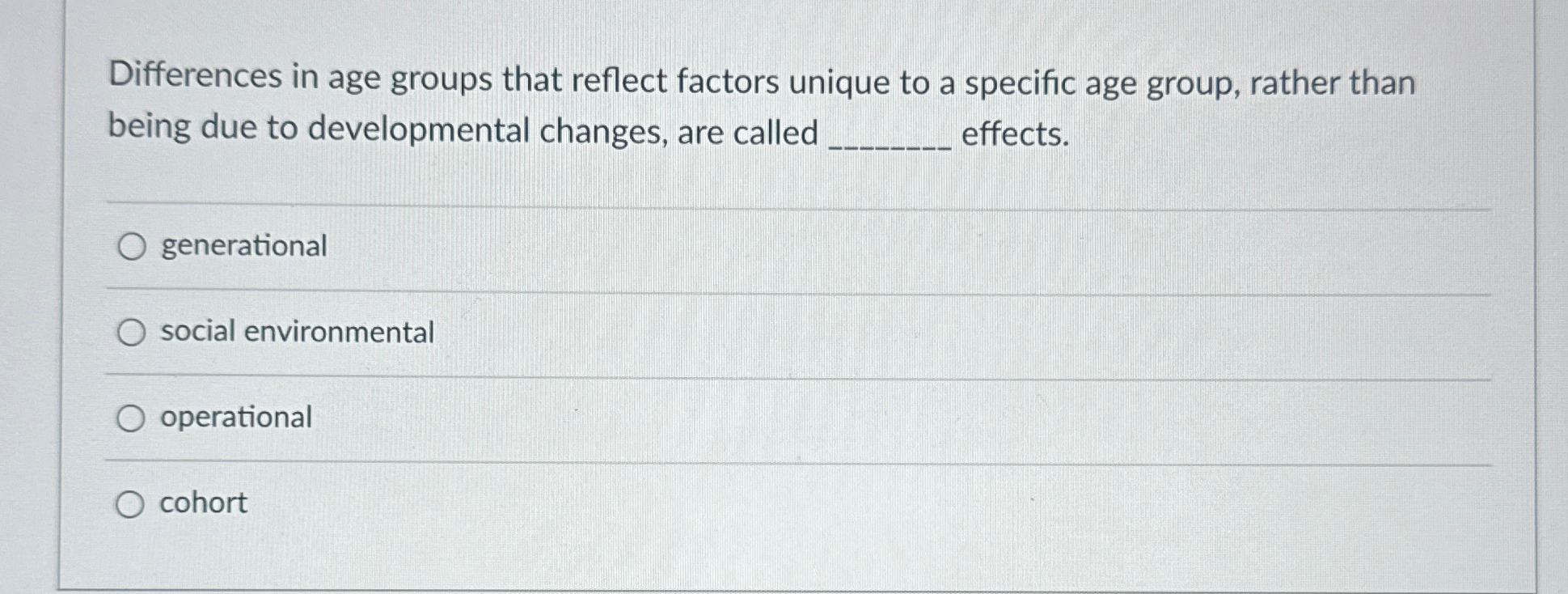 Solved Differences in age groups that reflect factors unique | Chegg.com