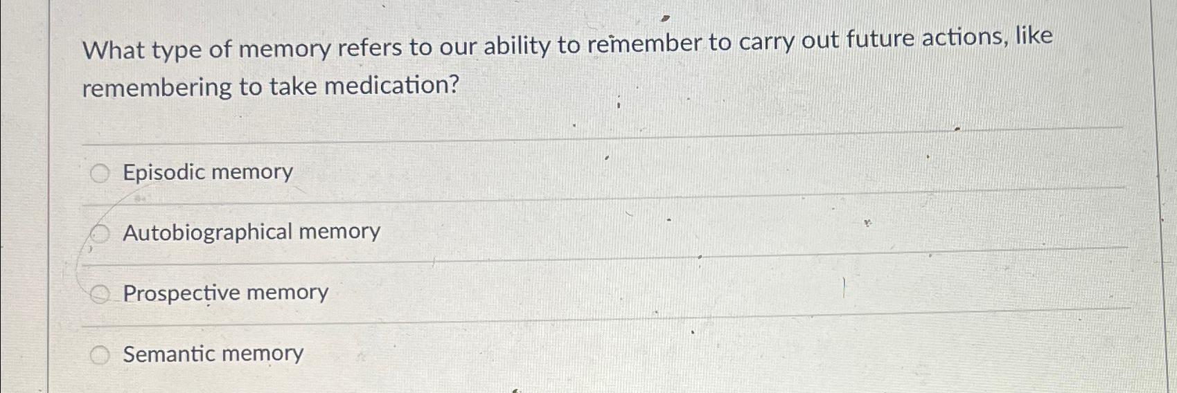 Solved What type of memory refers to our ability to remember | Chegg.com