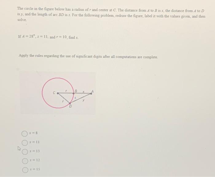 Solved The circle in the figure below has a radius of r and | Chegg.com