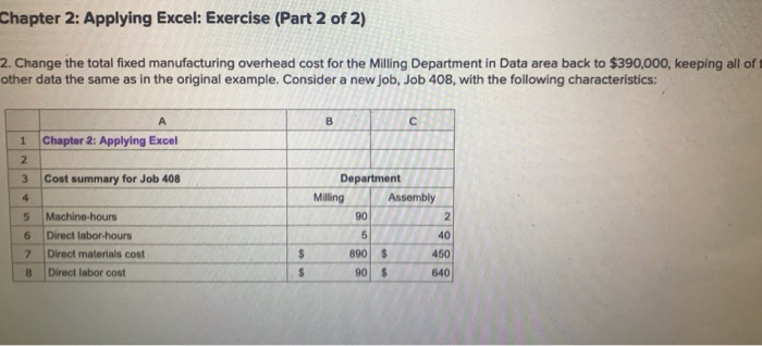 Solved Chapter 2: Applying Excel: Exercise (Part 2 of 2) 2. | Chegg.com