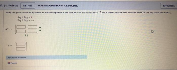 Solved Write the given system of equations as a matrix | Chegg.com