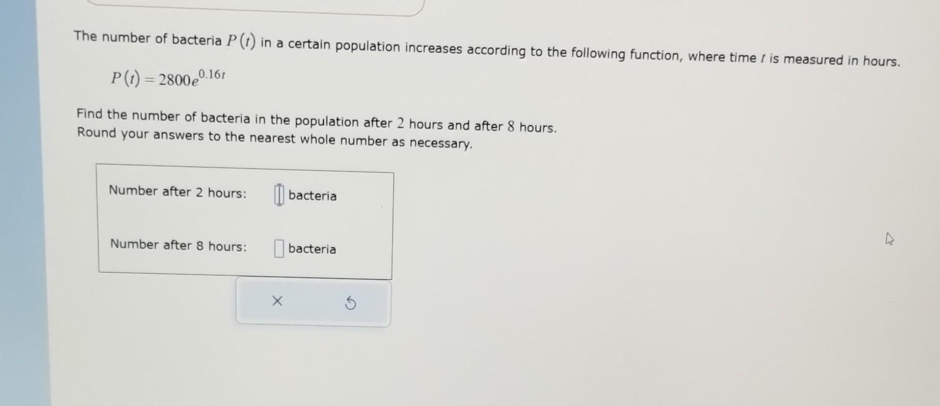 Solved The number of bacteria P(t) in a certain population | Chegg.com