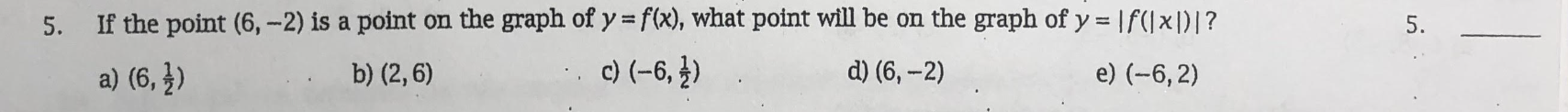 Solved If the point (6,-2) ﻿is a point on the graph of | Chegg.com